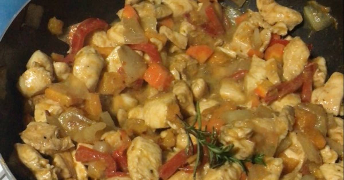 Pollo salteado con verduras Receta de Mati Firmat- Cookpad