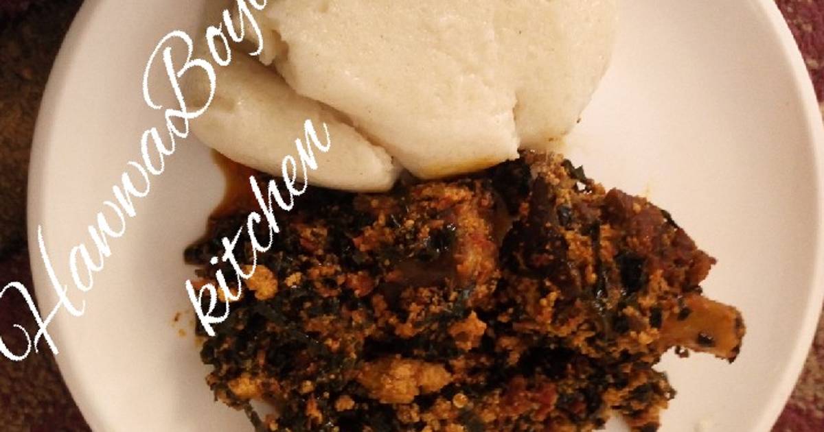 Semovita with egusi and water leaf soup Recipe by Hawwa Abdullahi Boyi ...