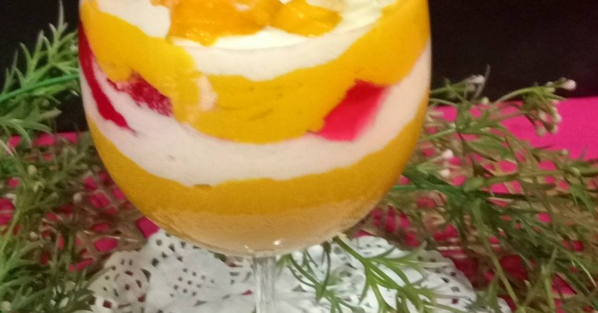 Alphonso Mango Cream, Rabdi, Jelly Layers Dessert Recipe by Rita ...