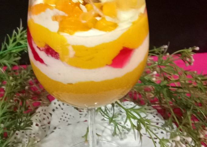 Alphonso Mango Cream, Rabdi, Jelly Layers Dessert Recipe by Rita ...