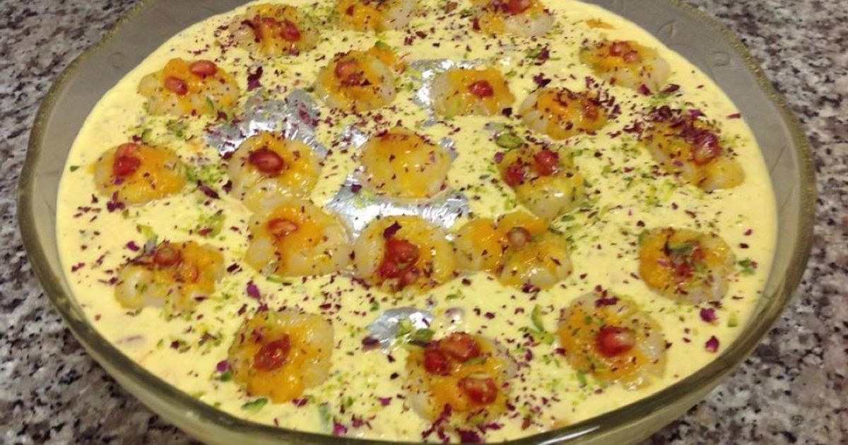 Mango & Pomegranate Kalakand With Stuffed Lychee Recipe by Alka ...