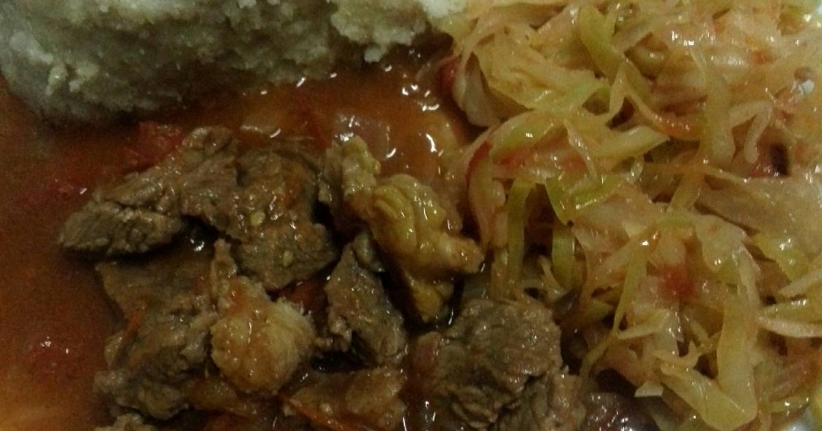 Beef Stew Cabbage and Ugali Recipe by Janet M - Cookpad