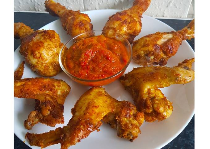 Fried chicken drumsticks and wings girki daga Maman jaafar(khairan ...
