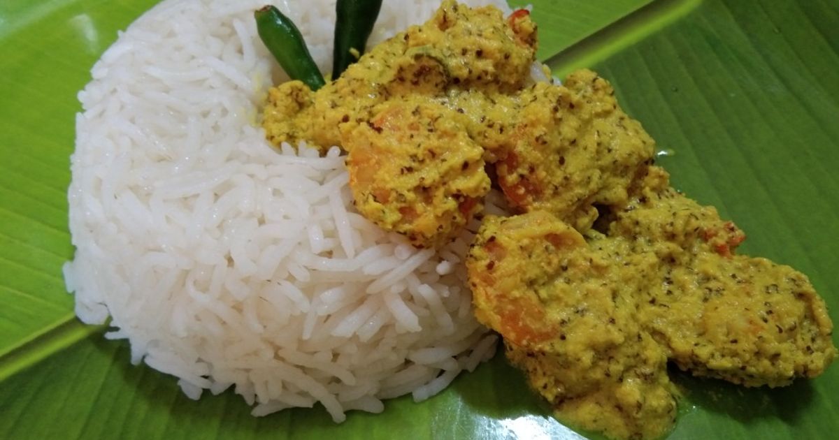 Bhapa Chingri With Steamed Rice(steamed Prawns) Recipe by Rekha Rao ...
