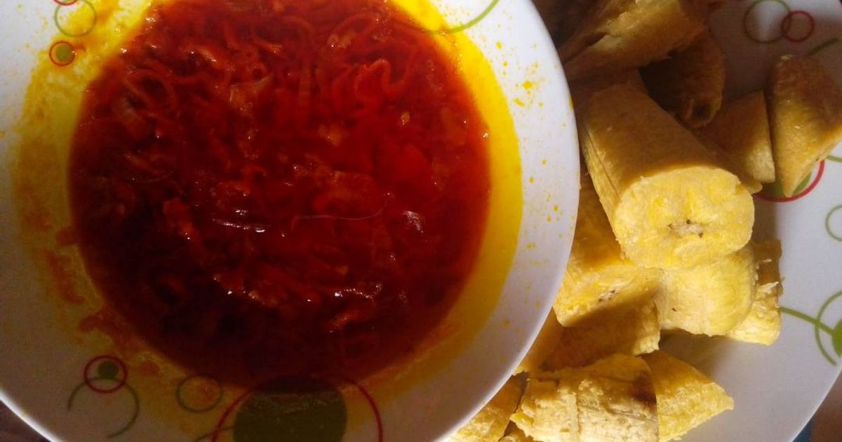Boiled Plantain With Palmoil With Fresh Pepper Recipe by Caroline E ...