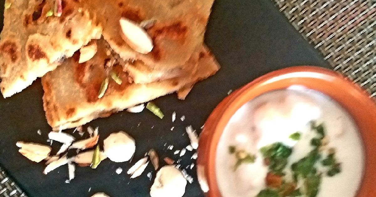 Falahari Halwa Paratha With Makhane Ka Raita Recipe by Rajni Anand ...