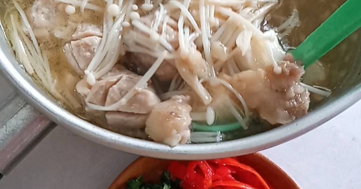 Resep Sup jamur enoki dan bakso oleh V3 - Cookpad