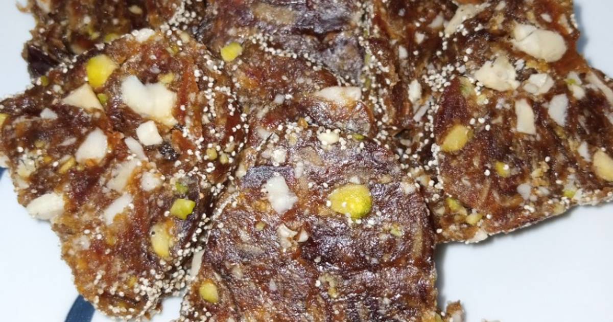 Date & Nut Slices Recipe by Surhaan Tahir Wafai - Cookpad