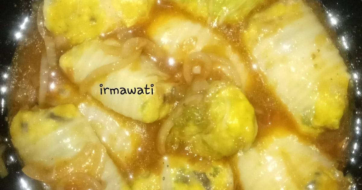 Resep Sawi gulung tahu jamur saus hot lava oleh Bunda Irmawati - Cookpad