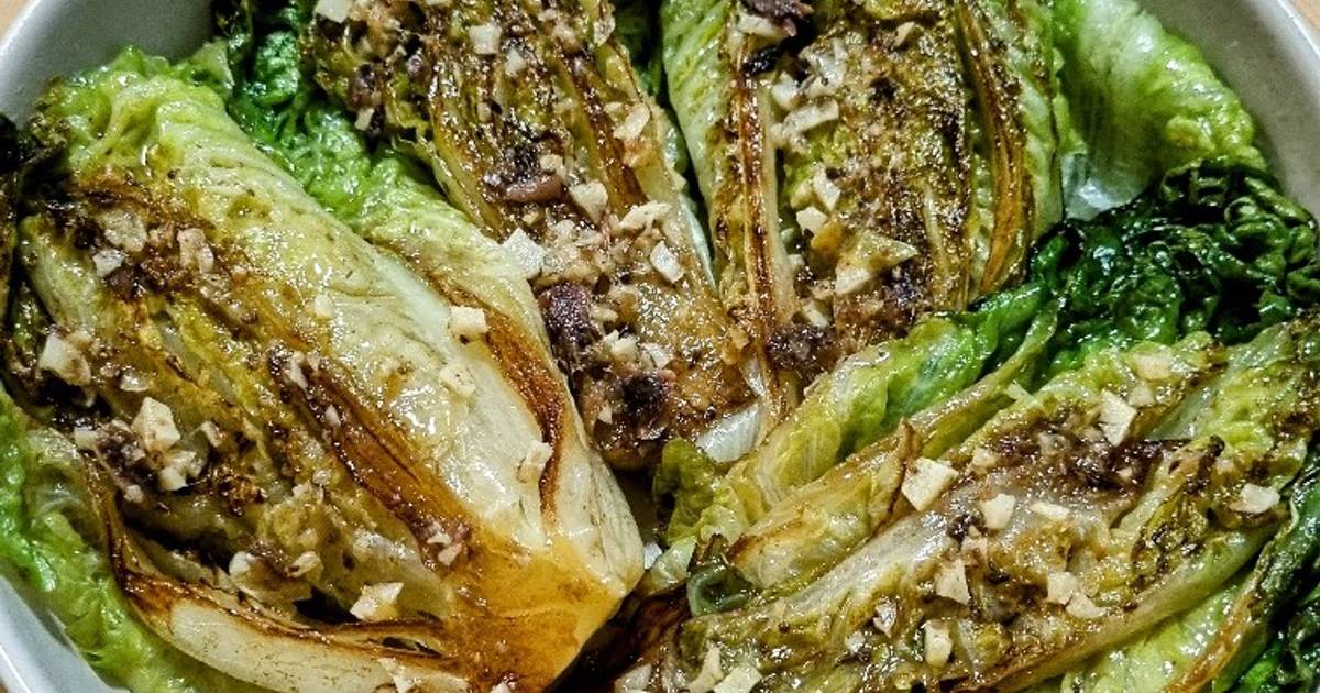 สูตร ผักคอสย่างเนยแอนโชวี่ Grilled Baby cos lettuce - anchovy butter ...