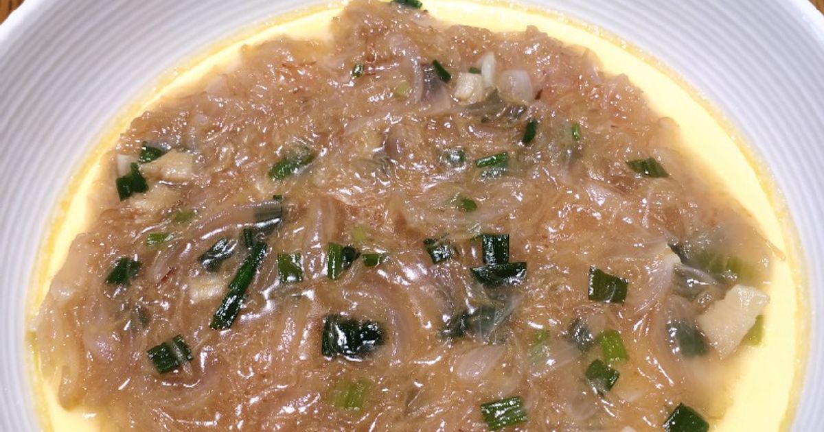 Steamed Egg With Fried Scallop Recipe By Meme