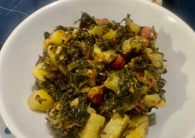 Methi Aloo sabzi (Fenugreek leaves and potato vegetable) Recipe by ...