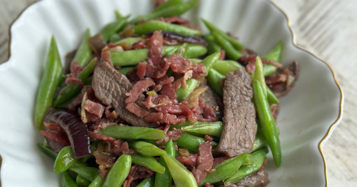 Resipi Stir Fry French Bean, Beef Slice & Streaky Beef | Lauk Lunch ...