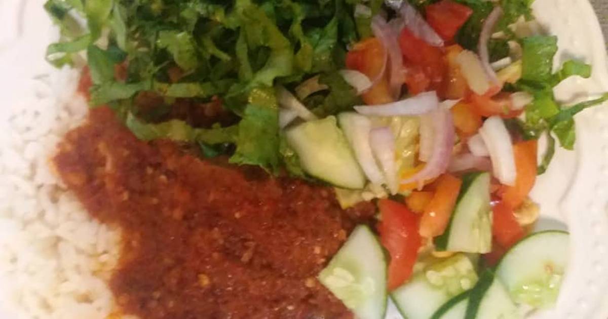 White rice with stew Recipe by nusaybah ahmad - Cookpad