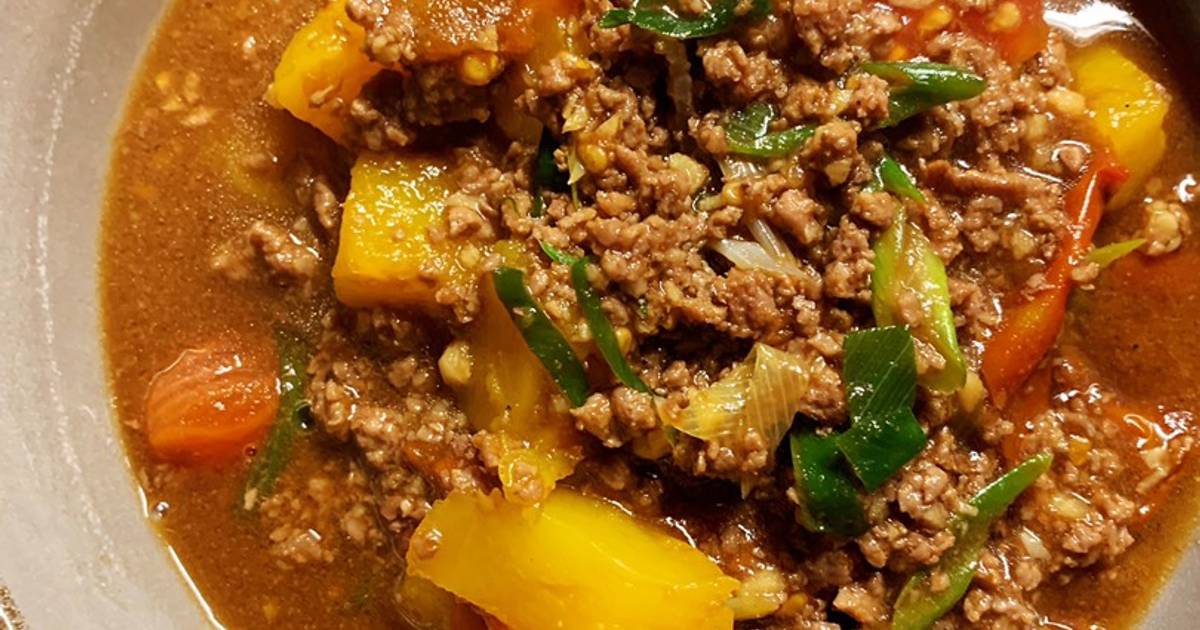 Resep Tumis sapi cincang dgn waluh kuning/ Beef stir fry with yellow ...