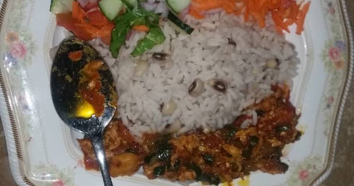 Shinkafa Da wake(Combination of rice,beans,sauce and veges♡) Recipe by ...