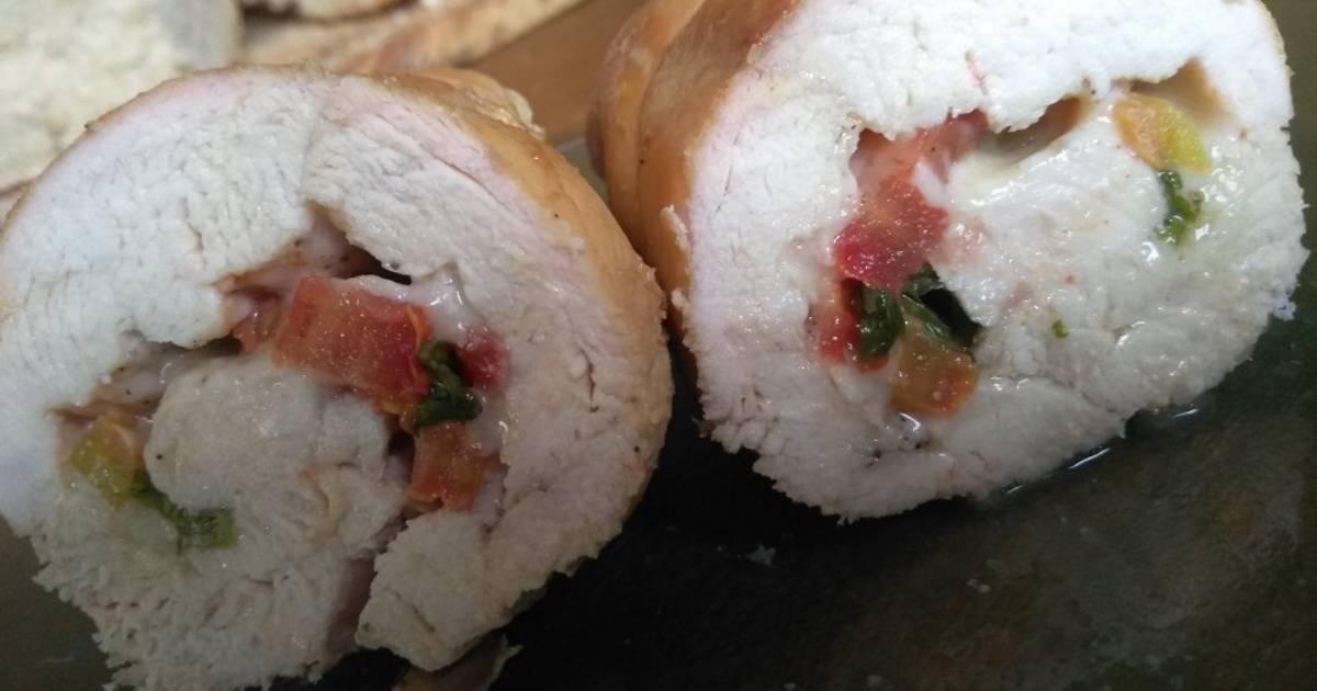 Arrollado de pollo caprese Receta de Jimena Cabrera- Cookpad