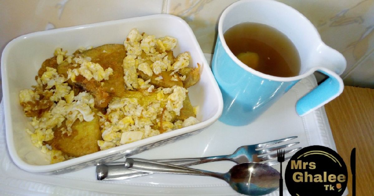 Golden Yam With Egg Sauce And Tea Recipe by Mrs Ghalee Tk Cuisine - Cookpad