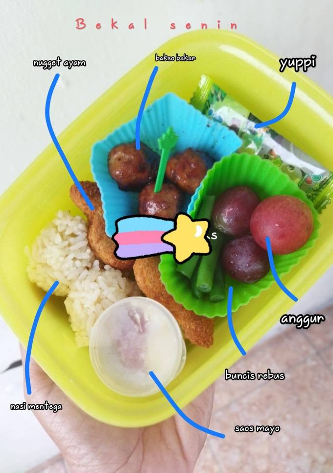 Resep Bento bekal anak sekolah by momay oleh Nitria damay - Cookpad