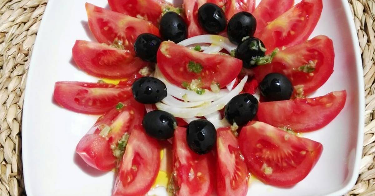 Ensalada con tomate cebolla y pimientos asado - 40 recetas caseras- Cookpad