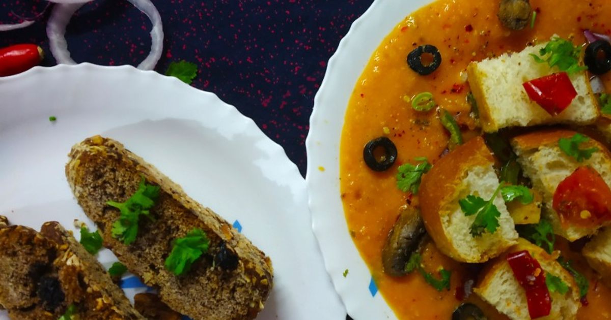 Salmorejo With Roasted Wheatbread Recipe by Divya Konduri
