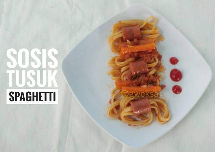 Resep Sosis tusuk spaghetti saos buatan sendiri oleh Gweksa - Cookpad