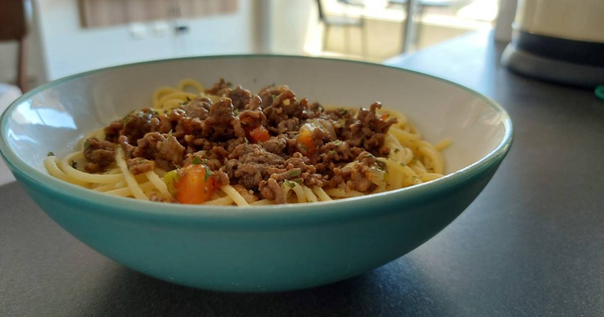 Fideos en salsa blanca con carne molida - 34 recetas caseras- Cookpad