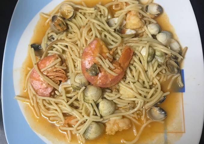 Spaghetti frutti di mare (spaghetis con frutos del mar) Receta de ...