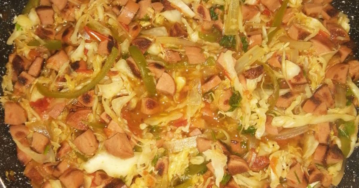 Salchichas de pollo con repollo y cebolla - 23 recetas caseras- Cookpad