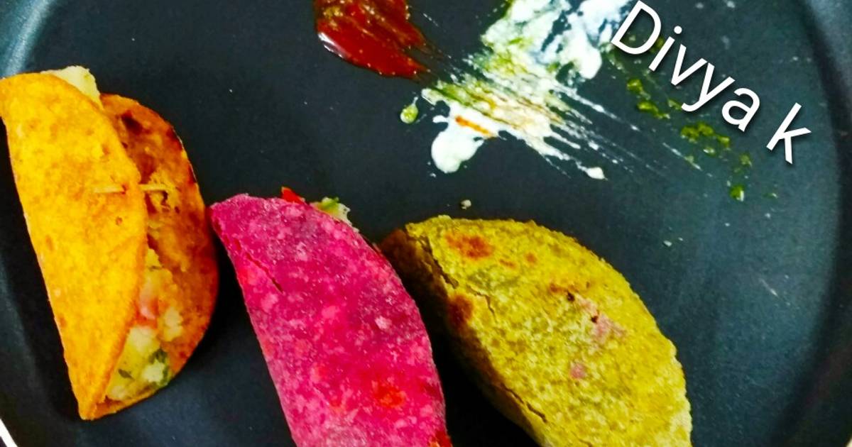 Tri colour paratha bites Recipe by Divya Konduri - Cookpad