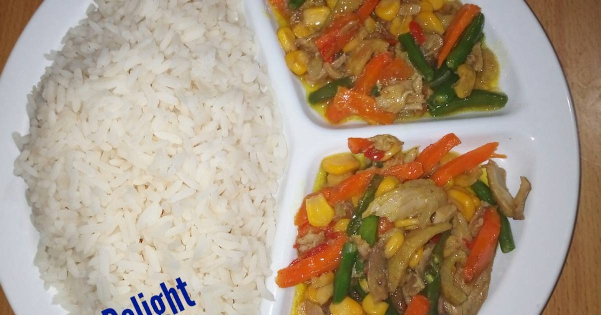 Rice plus chicken mixed veg Recipe by TOKS Delight - Cookpad