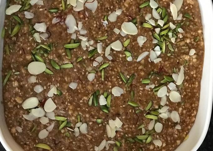 Almond, sesame and jaggery fudge (badam gur papadi) Recipe by Rekha ...