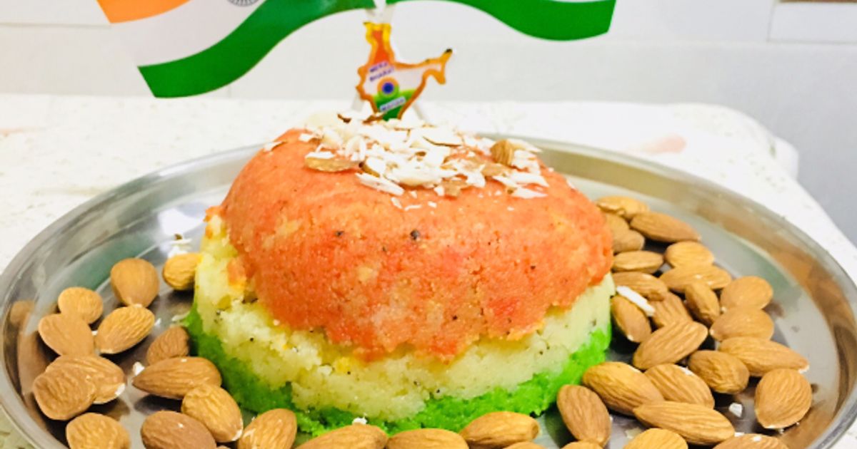Tiranga Soji Sira Cake Recipe by Neha Nikul Raval - Cookpad