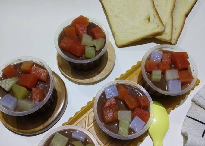 Resep 459 Puding Roti Tawar Coklat With Cocktail Oleh Dapoer