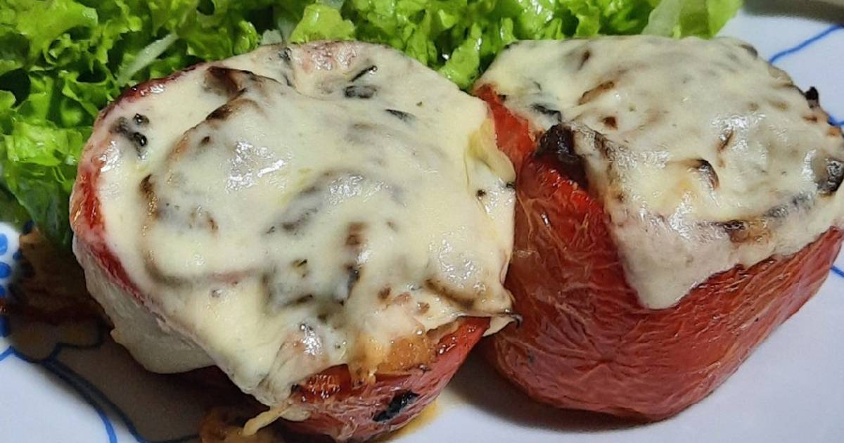 Morrones rellenos vegetarianos Receta de Mariela Fernandez- Cookpad