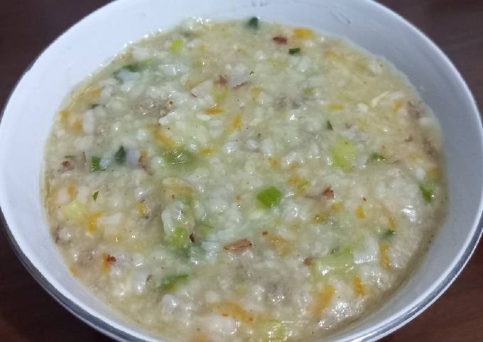 Resep Bubur Merah-Putih Daging Cincang dan Sayuran MPASI 1 Tahun oleh ...