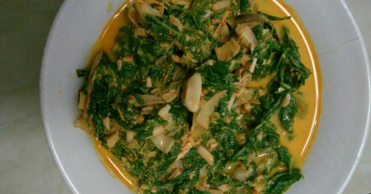 Resep daun singkong jantung pisang santan rumahan enak dan mudah - Cookpad