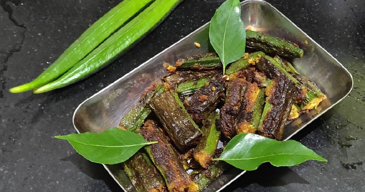 Stuffed Lady's Finger Fry Recipe by Sri's Cooking Treats - Cookpad