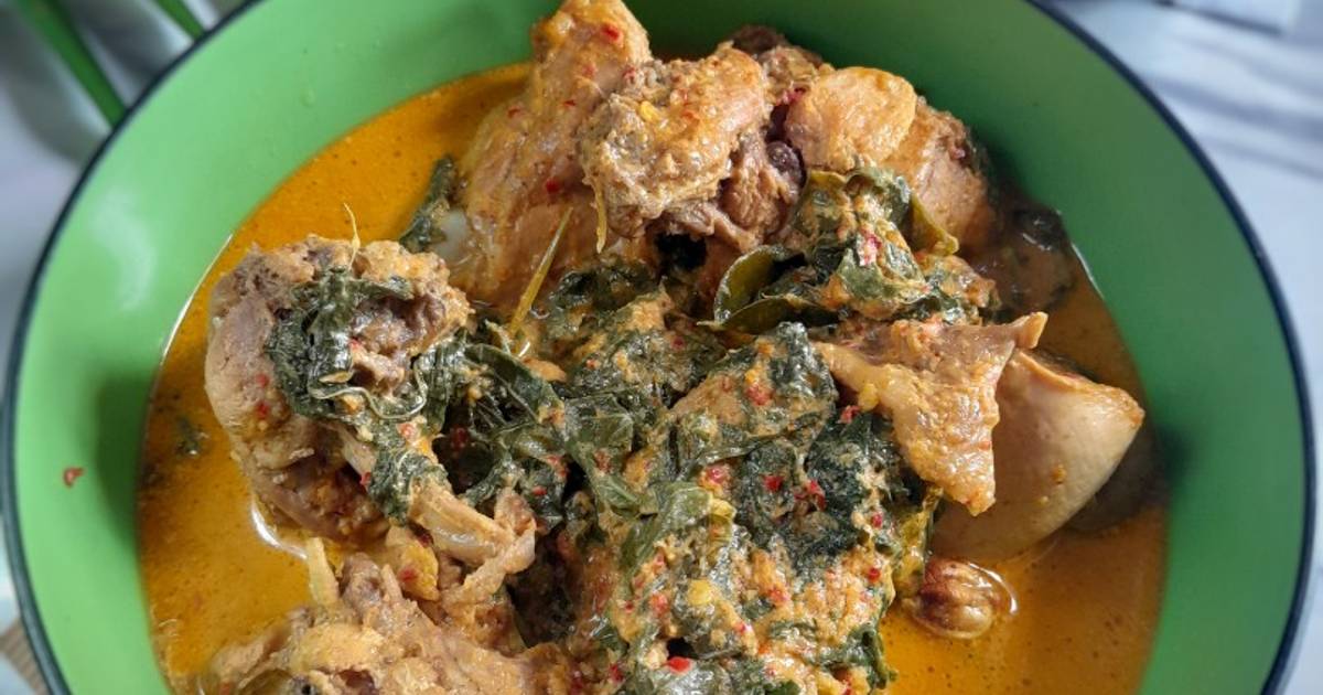 Resep Gulai ayam daun singkong oleh Mutiarisa - Cookpad