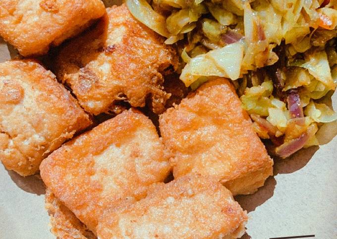 Egg coated Tofu (Awara) and stir fried cabbage sauce Recipe by Chef A ...