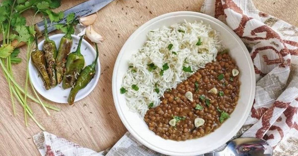 Kaali Daal, masoor ki daal or black gram lentils and White Rice Recipe ...