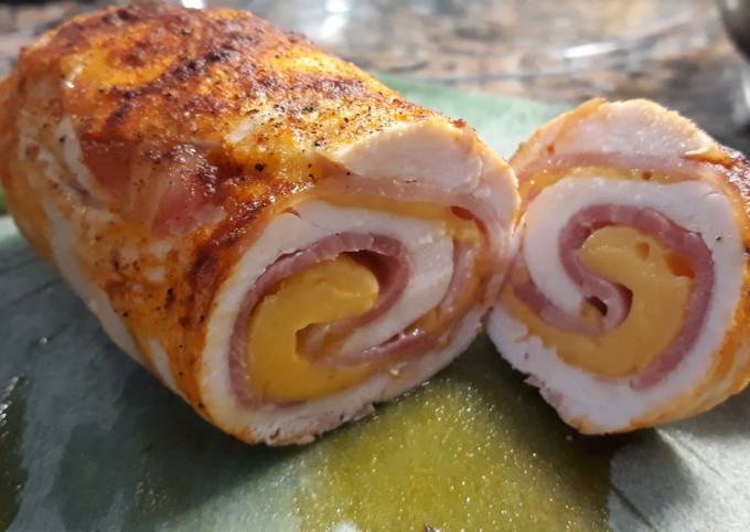 Pollo relleno de panceta y queso cheddar Receta de Fusa1973- Cookpad