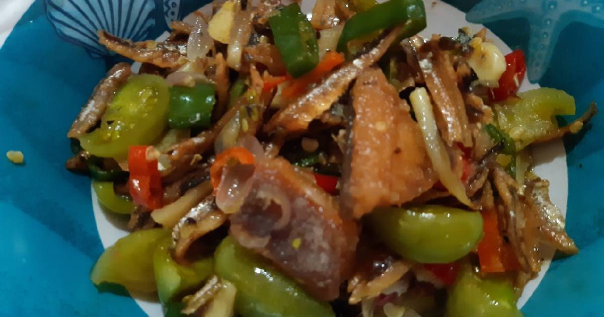 Resep Oseng ikan teri dan jambal asin tomat ijo oleh Isti's Mom Recipe ...