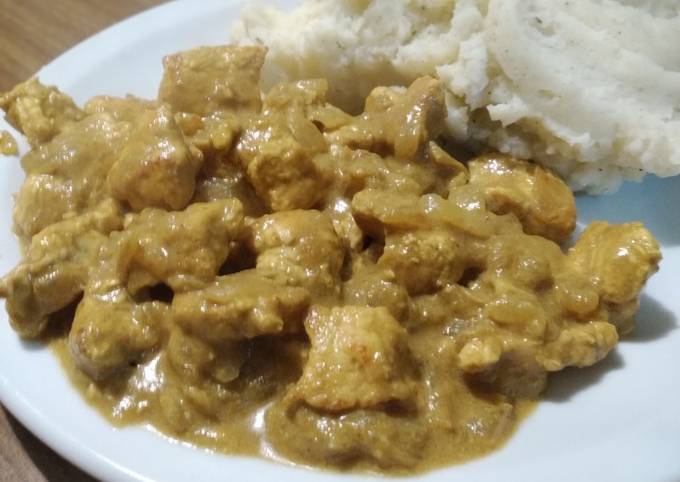 Pollo al curry con puré saborizado Receta de Victoria- Cookpad