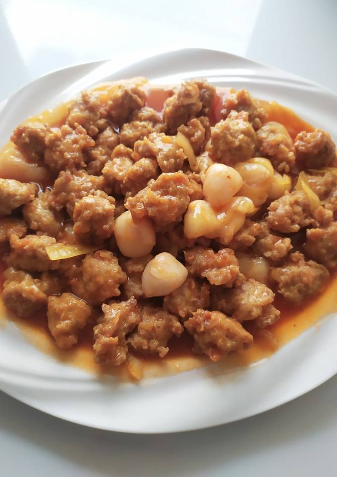Resep Pork & Prawn Balls in Lychee Sweet and Sour Sauce oleh Gracia May ...