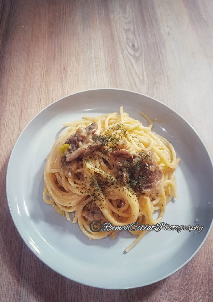 Resep Spaghetti Carbonara Beef Belly | Tanpa Cooking Cream oleh Mamake ...