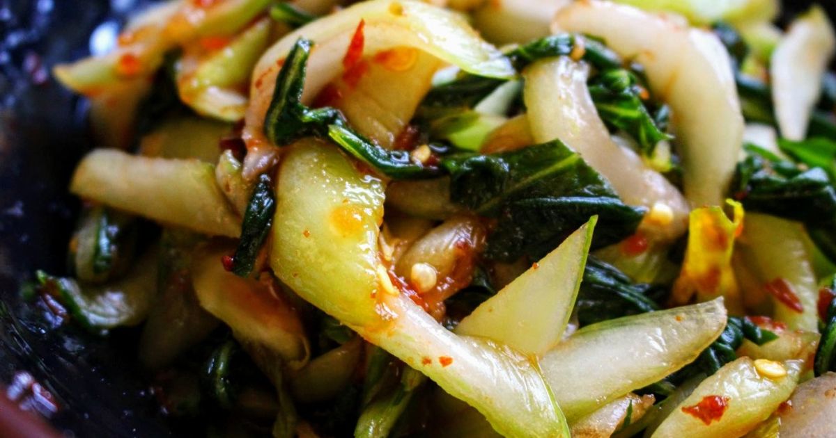 Spicy Sweet Sour Quickled Baby Bok Choy Recipe by x