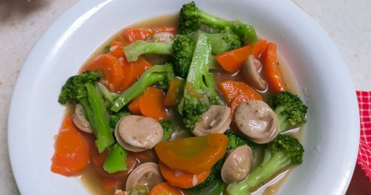 Resep Ca BroTel Sosis Saus Tiram oleh Rahma_Bunda Radit & Rafa - Cookpad