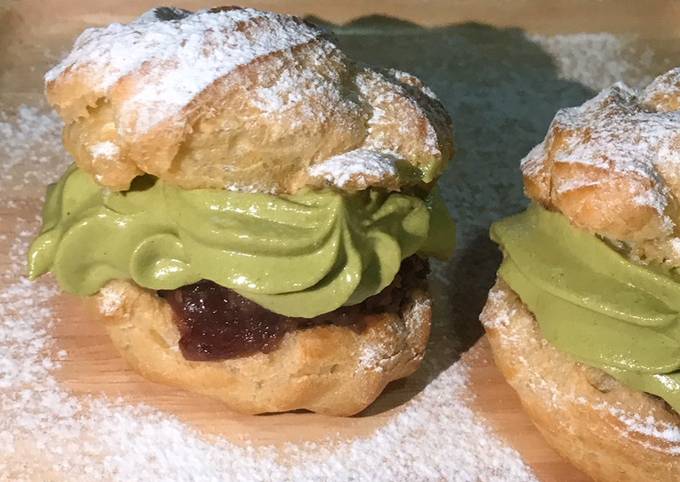 สูตร 🇫🇷 Matcha Choux Cream / 🇬🇧 Matcha cream puff 🍵🎞 (ชูว์ครีมมัทฉะชา ...