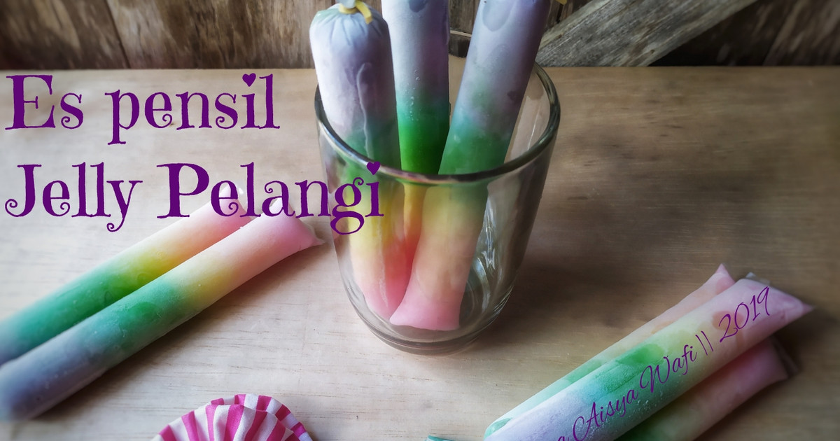 Resep Es Pensil Jelly Pelangi oleh Mama Aisya Wafi - Cookpad